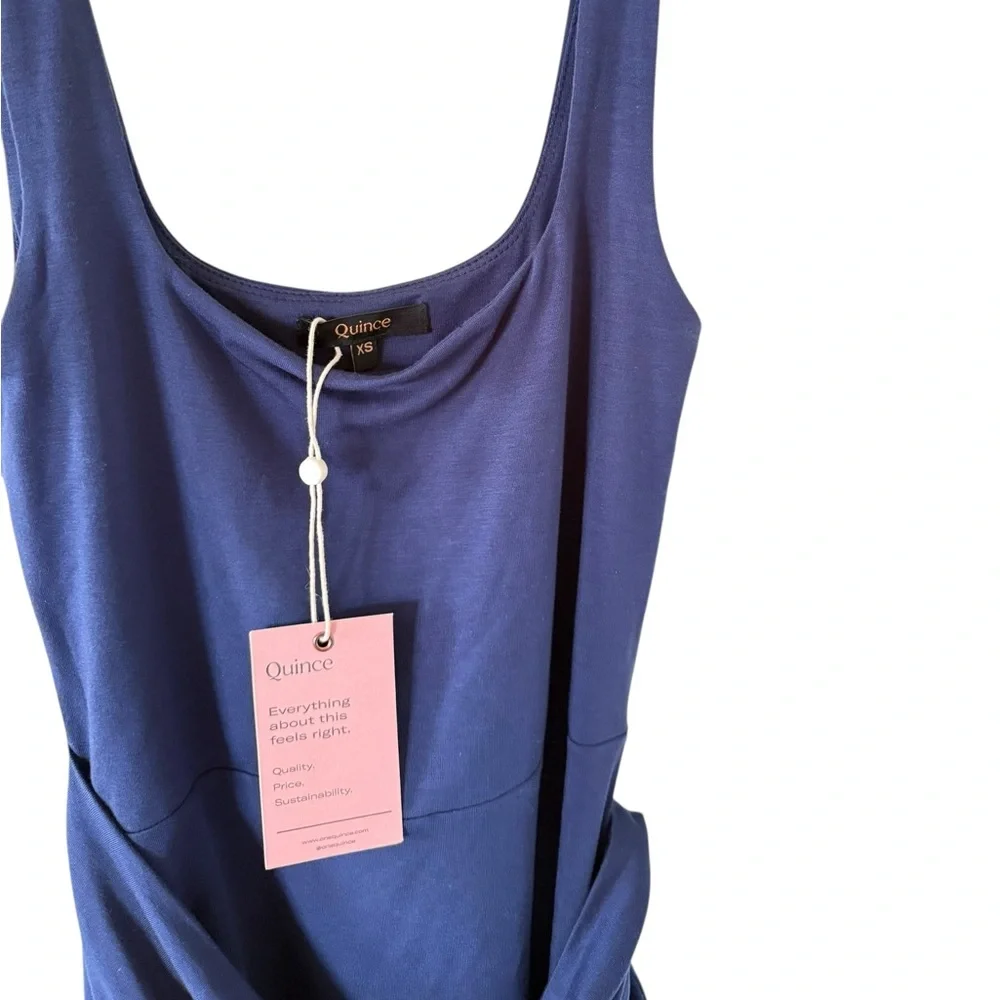 Quince | Dresses | Quince New Navy Tencel Jersey Side Tie Dress | Poshmark